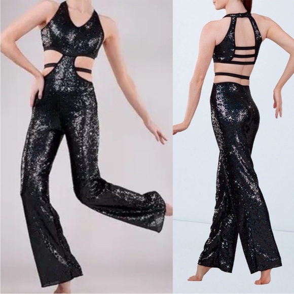 Weissman | Pants & Jumpsuits | Weissman Elite Dance Black Sequinunitard ...